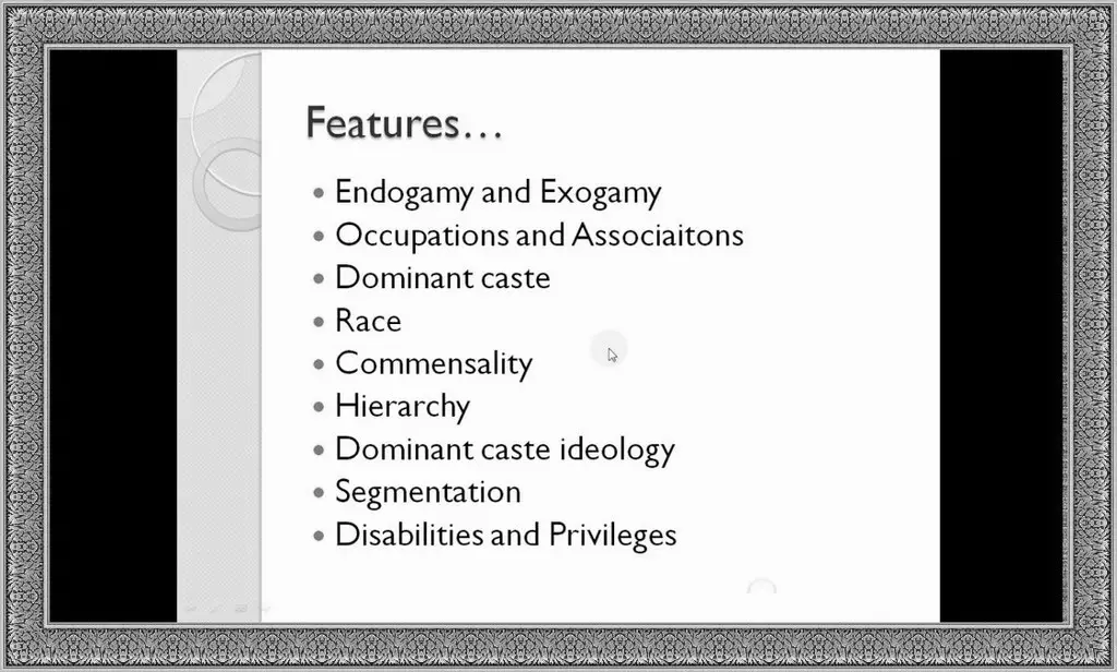 Main Features of Caste system